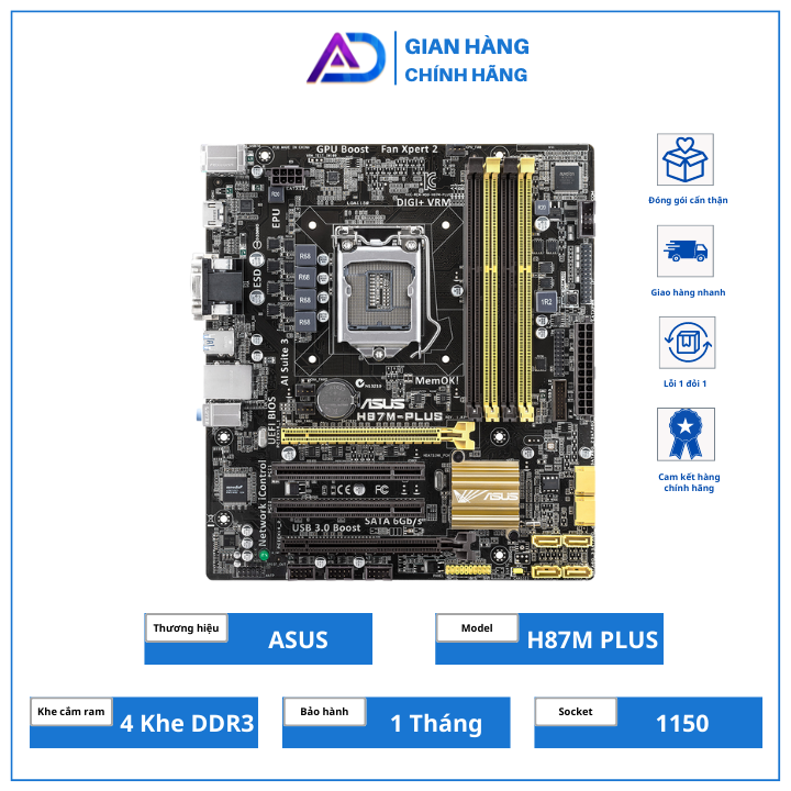 Main Máy Tính Asus H87-PLUS Bo Mạch Chủ Socket 1150 Chipset Intel H87 ...