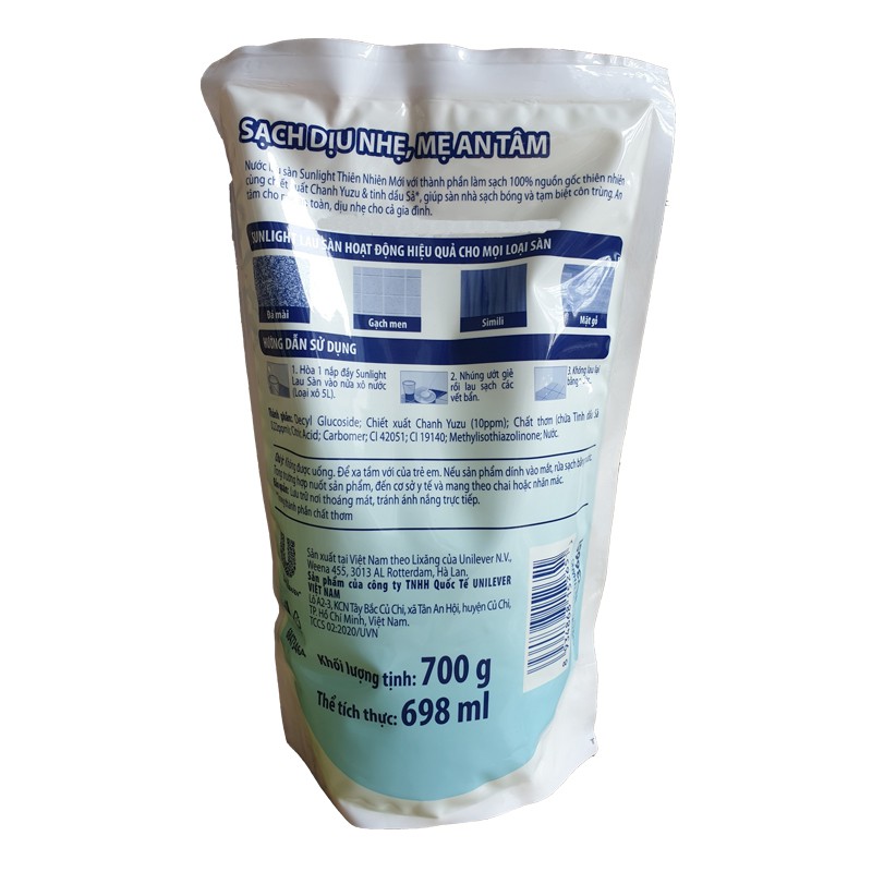 HCM ship 2h Combo 10 túi Nước lau sàn Sunlight Thiên nhiên chiết xuất Chanh Zuzu Sả (trắng) túi ...