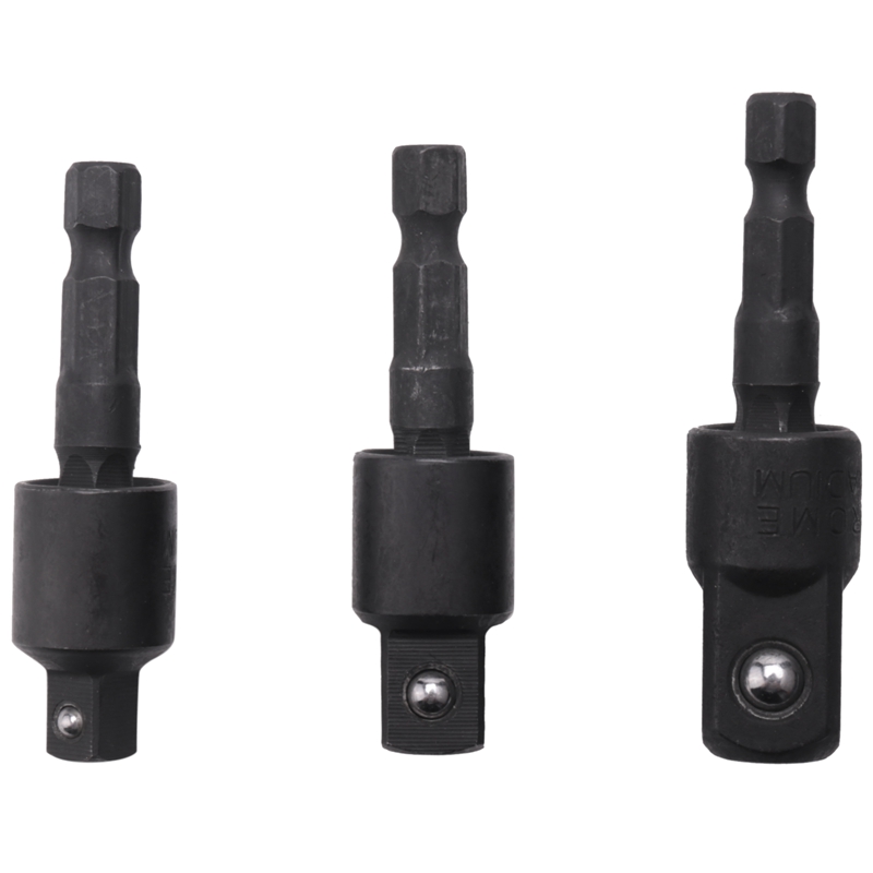3pc Wobble Socket Adapters Universal Joint Swivel Socket Set 1 4 Inch