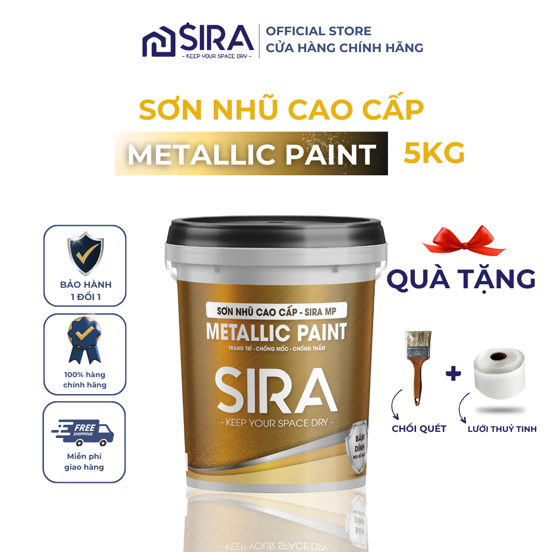 Sơn Nhũ Đồng, Nhũ Bạc, Nhũ Vàng Ánh Kim Metallic Paint SIRA Trọng Lượng ...