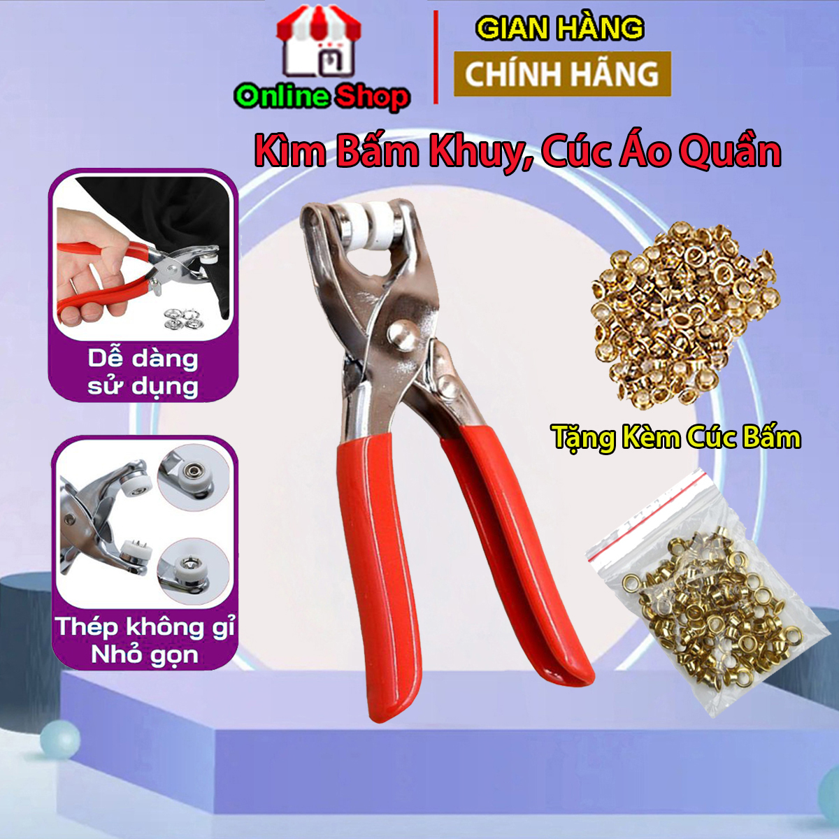 [TẶNG KÈM SẴN CÚC BẤM] Kềm Bấm Khuy Cúc Quần Áo, Kìm Bấm Cúc Áo Đa Năng ...
