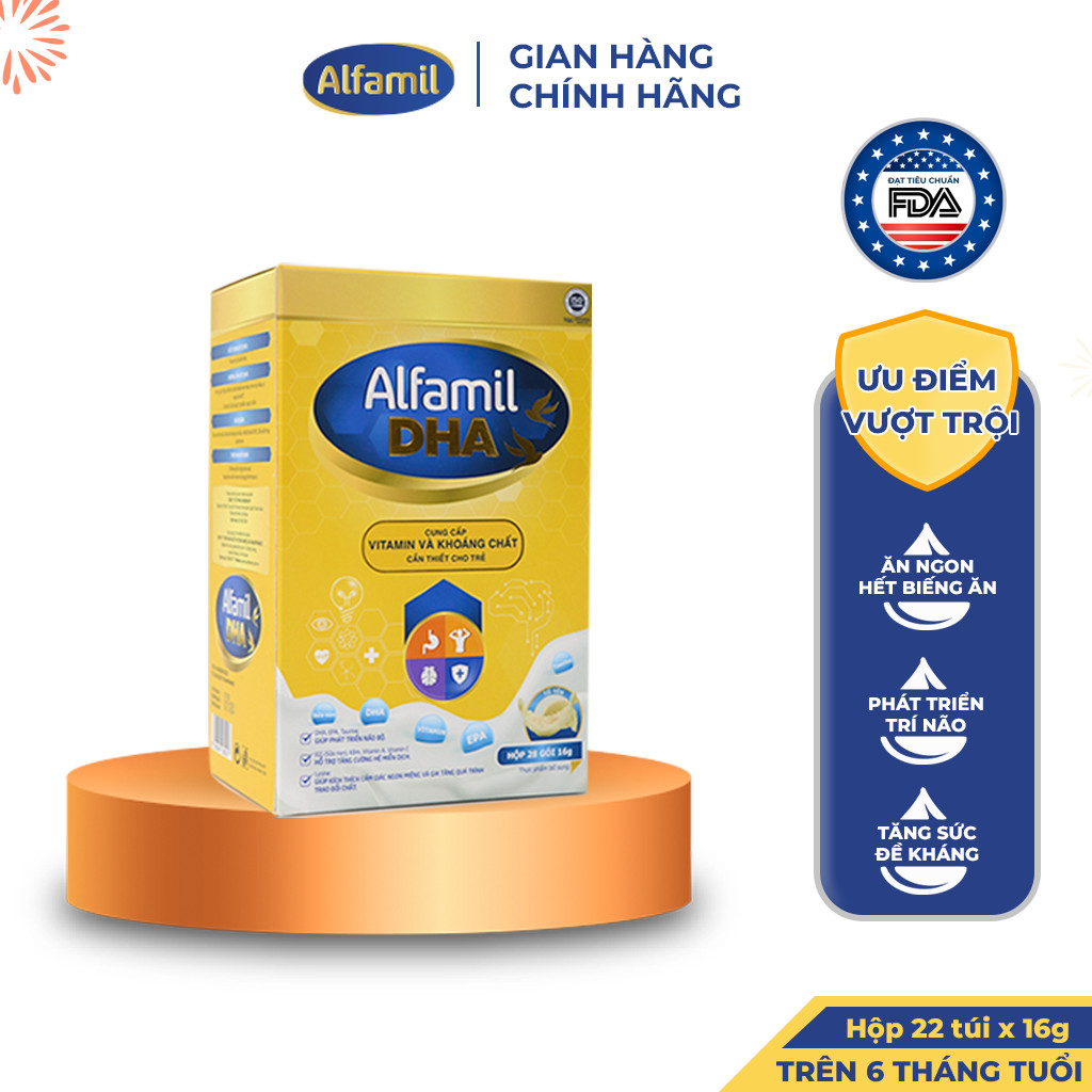 Combo 2 hộp sữa non Alfamil DHA hộp 28 gói x16g cho bé từ 6 tháng sữa ...