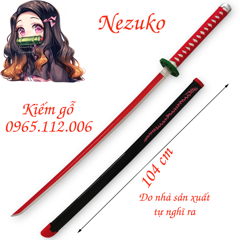 Kiếm gỗ Cosplay nhân vật Zenitsu trong Kimetsu no Yaiba bằng GỖ dài 1m ...
