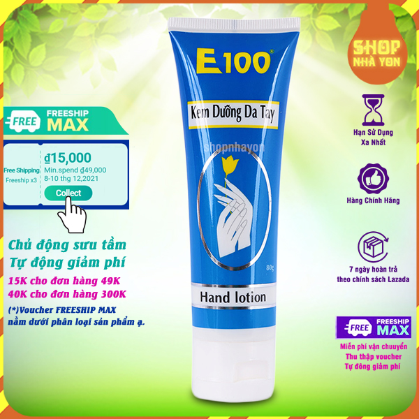 Kem dưỡng da tay E100 80g cấp ẩm da tay chống lão hóa, tiếp xúc hóa chất thường xuyên và bong ...