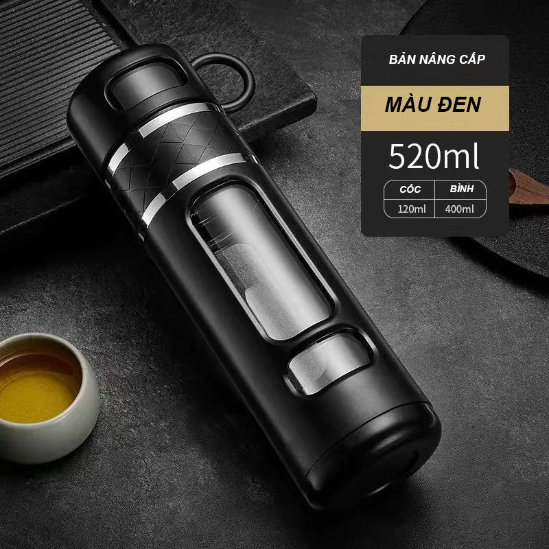 [Giá Hủy Diệt] Bình pha trà thủy tinh 2 lớp BT-08, Bình pha trà kèm Cốc uống trà tiện lợi, Dung ...