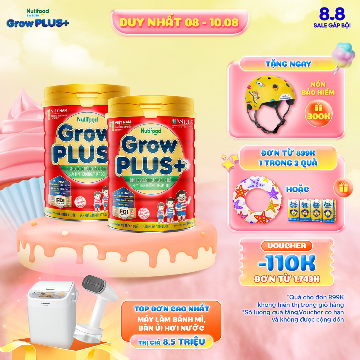 Tặng 1 quà 5 lon Nutifood Growplus Xanh 900g tặng 1 combo vui hè - MixASale