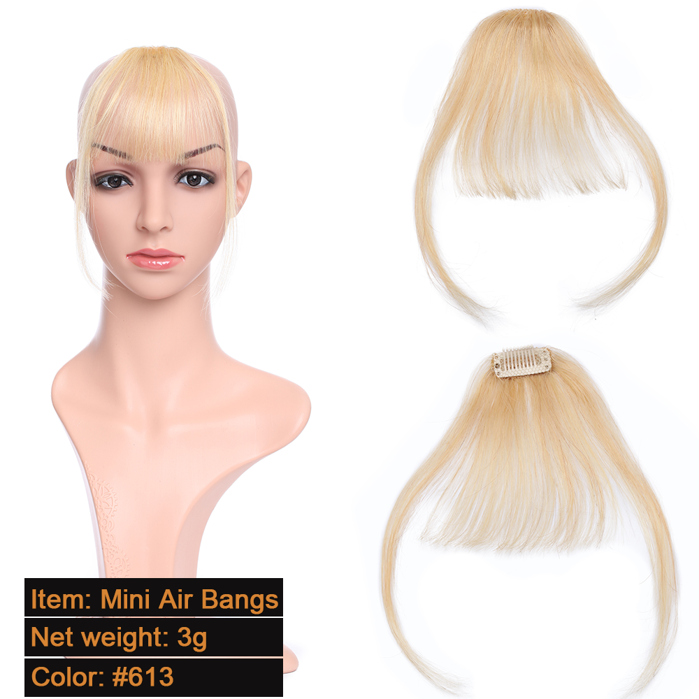 CWMini Thin Air Blunt Light Bangs Human Hair Bangs with Temples ...