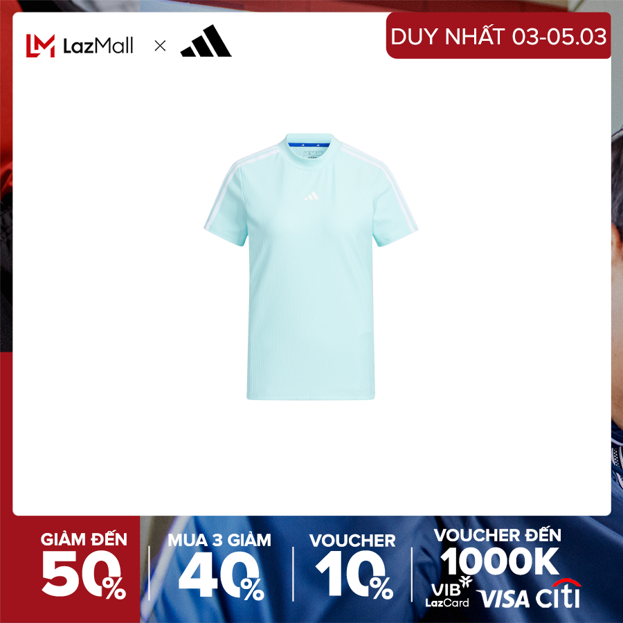 adidas GOLF Áo Cổ Đứng 3 Sọc Nữ Màu xanh dương HS9015 - MixASale