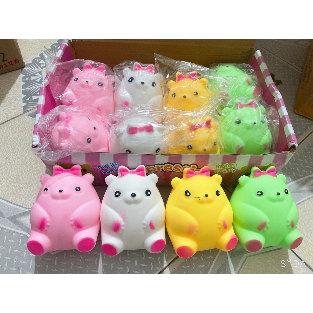 Squishy Mochi hình GẤU ĐEO NƠ mềm mịn dễ thương chân thực giảm stress ...