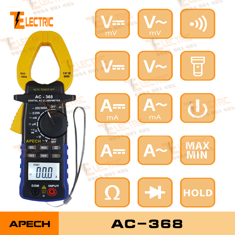 Apech AC - 388 Ampe Kìm Đo Điện Đo Tụ Điện Đo Tần Số Đo Nhiệt Độ Đo ...