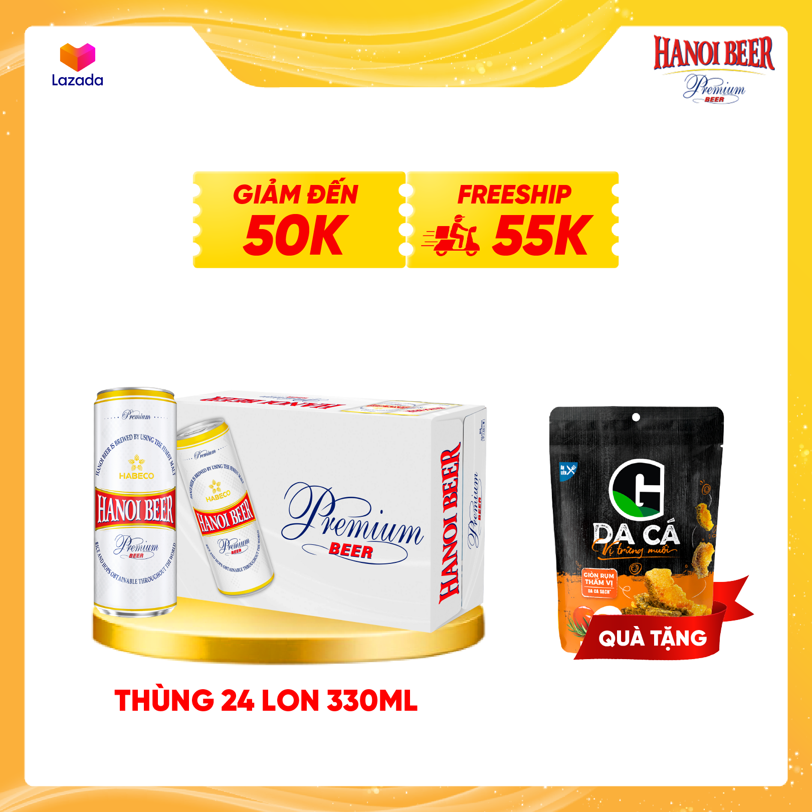 Thùng 24 lon Bia Hanoi Premium - HABECO (330ml/lon) | Lazada.vn