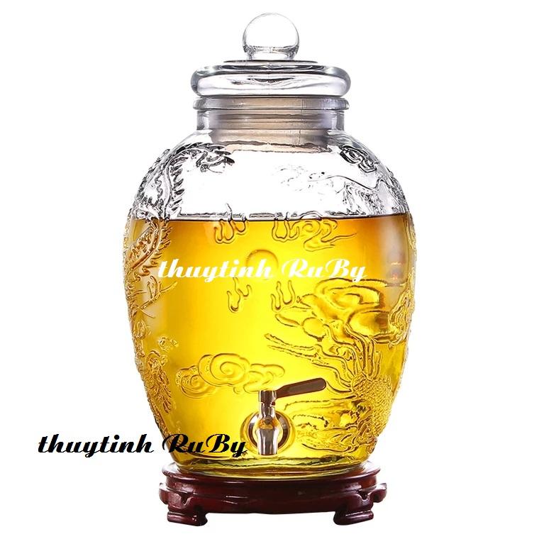 Bình Ngâm Rượu Thủy Tinh 6 Lít (Có Vòi, Không Đế) Long Phụng, Bình Đựng ...