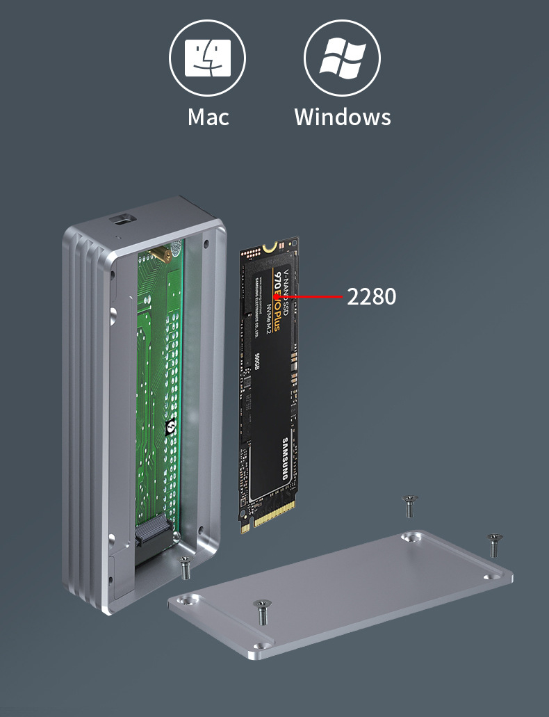 Box ổ cứng SSD NVMe M.2 Thunderbolt 3 40Gbps tốc độ cao - (M.2 NVME ...