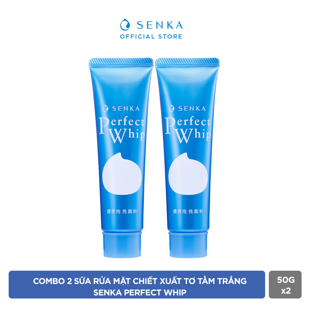 GIFT Combo 2 Sữa rửa mặt chiết xuất tơ tằm trắng Senka Perfect Whip (50g x 2) - MixASale