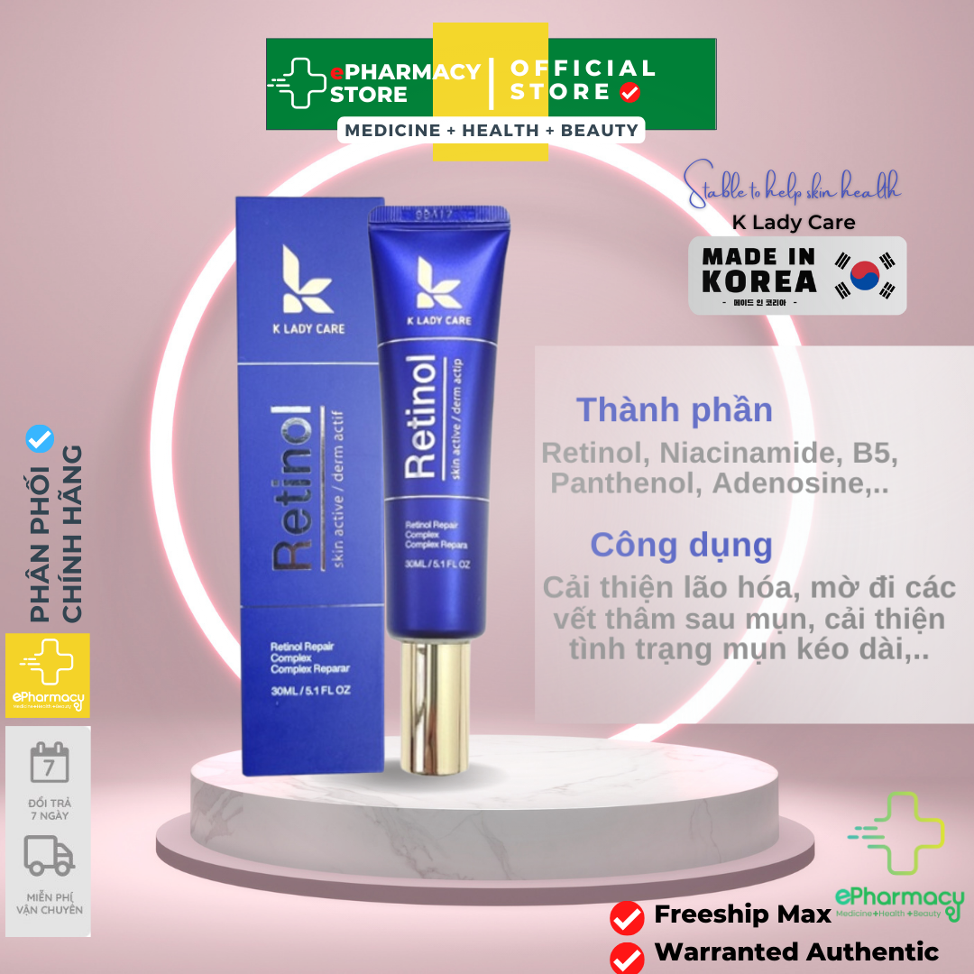 Kem dưỡng retinol dưỡng trắng, căng bóng, chống lão hóa K Lady Care Premium Retinol 0.5% Elastin ...