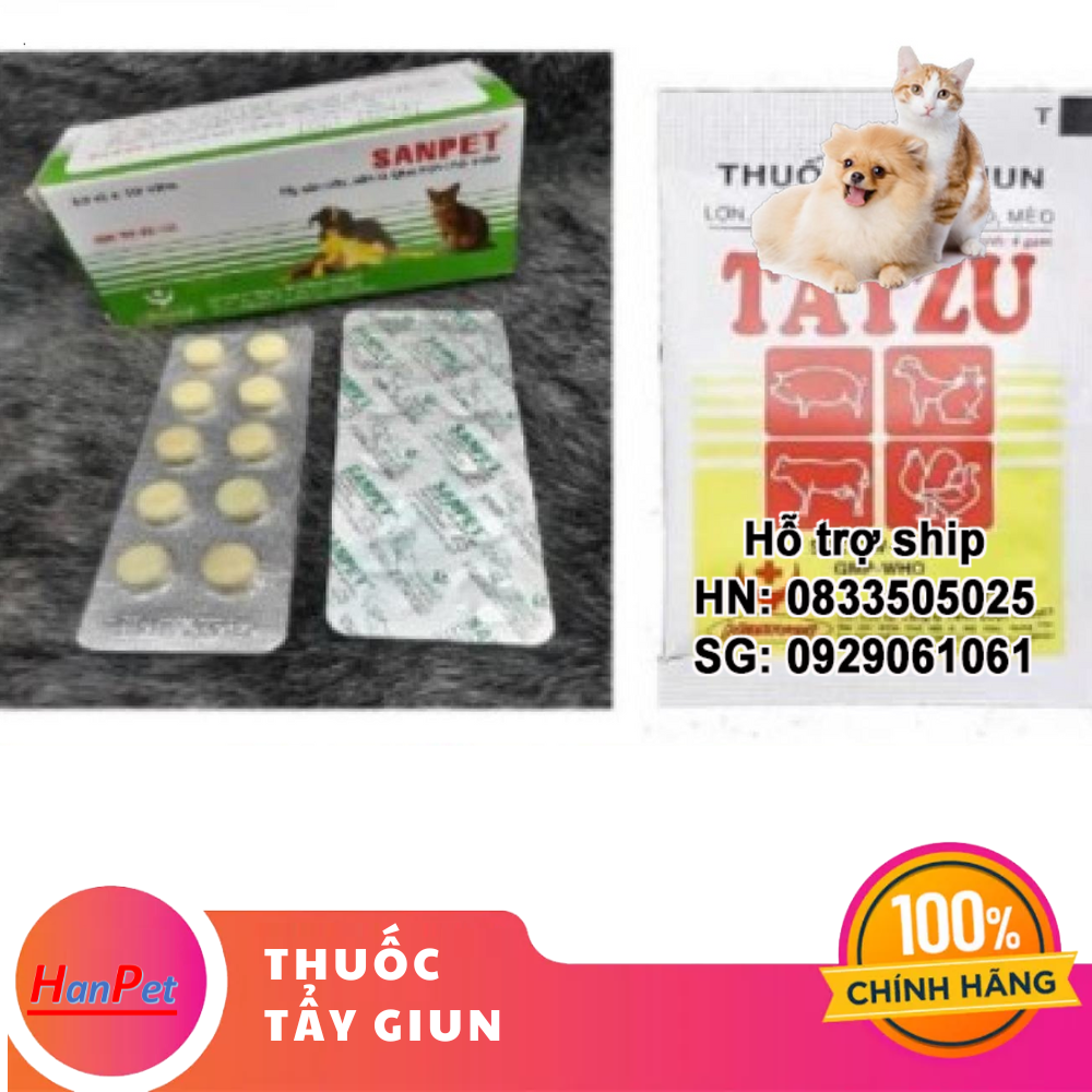 Hanpet - [Chính Hãng] Tẩy Giun Sán Chó Mèo Tayzu và Sanpet Hanvet 1viên ...