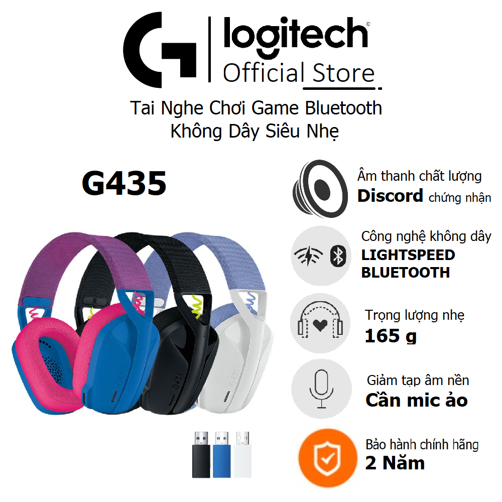 Tai nghe game Bluetooth và Lightspeed Logitech G435 Mic ảo tích hợp nhẹ PC Mobile PS5 - MixASale