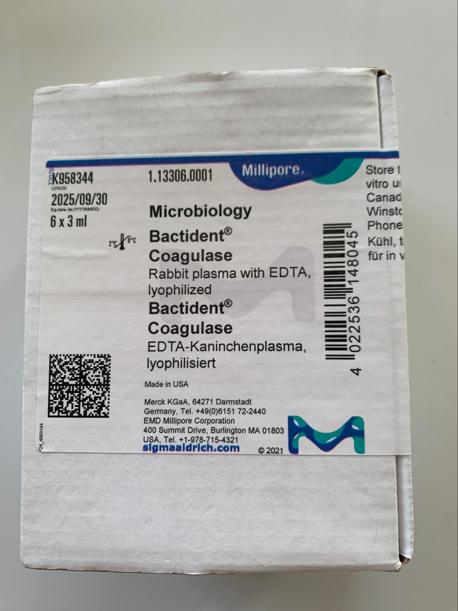 Bactident Coagulase Rabbit plasma with EDTA, lyophilized, Merck (Huyết ...
