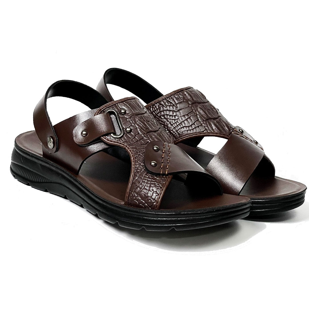 [ SALE 50% ] Dép da nam đế cao su đúc siêu bền Dép quai ngang nam Dép nam đẹp phối vân cá sấu ...