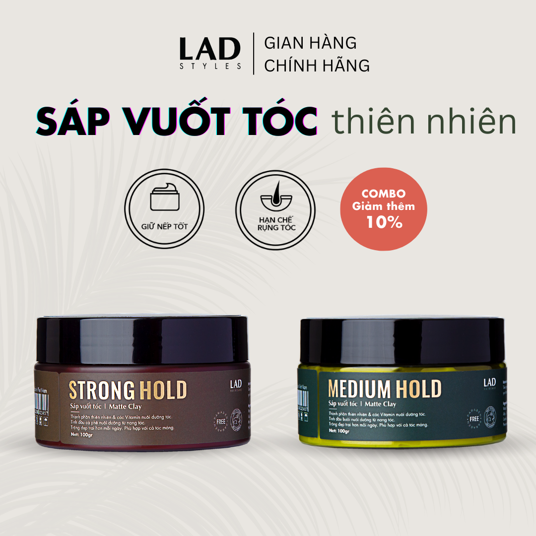 [FreeShip Max] - [COMBO] Sáp vuốt tóc nam LAD Styles - 1 STRONG HOLD và ...