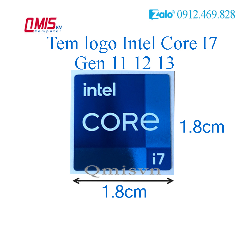 01 CÁI TEM LOGO INTEL CORE I3 I5 I7 I9 Gen 11, Gen 12, Gen 13; Tem Core ...