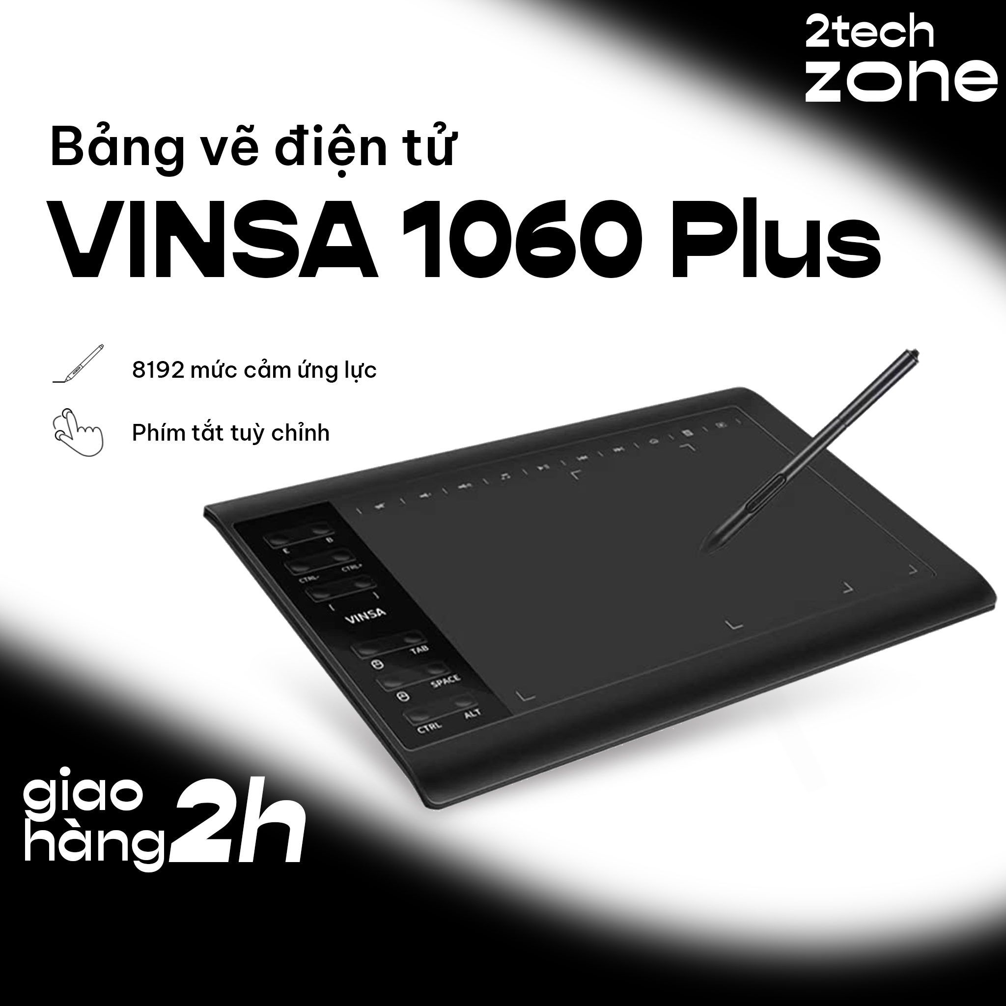 Bảng vẽ điện tử VINSA 1060 Plus - 10*6 inch, 8192 cấp độ lực, độ nhạy ...