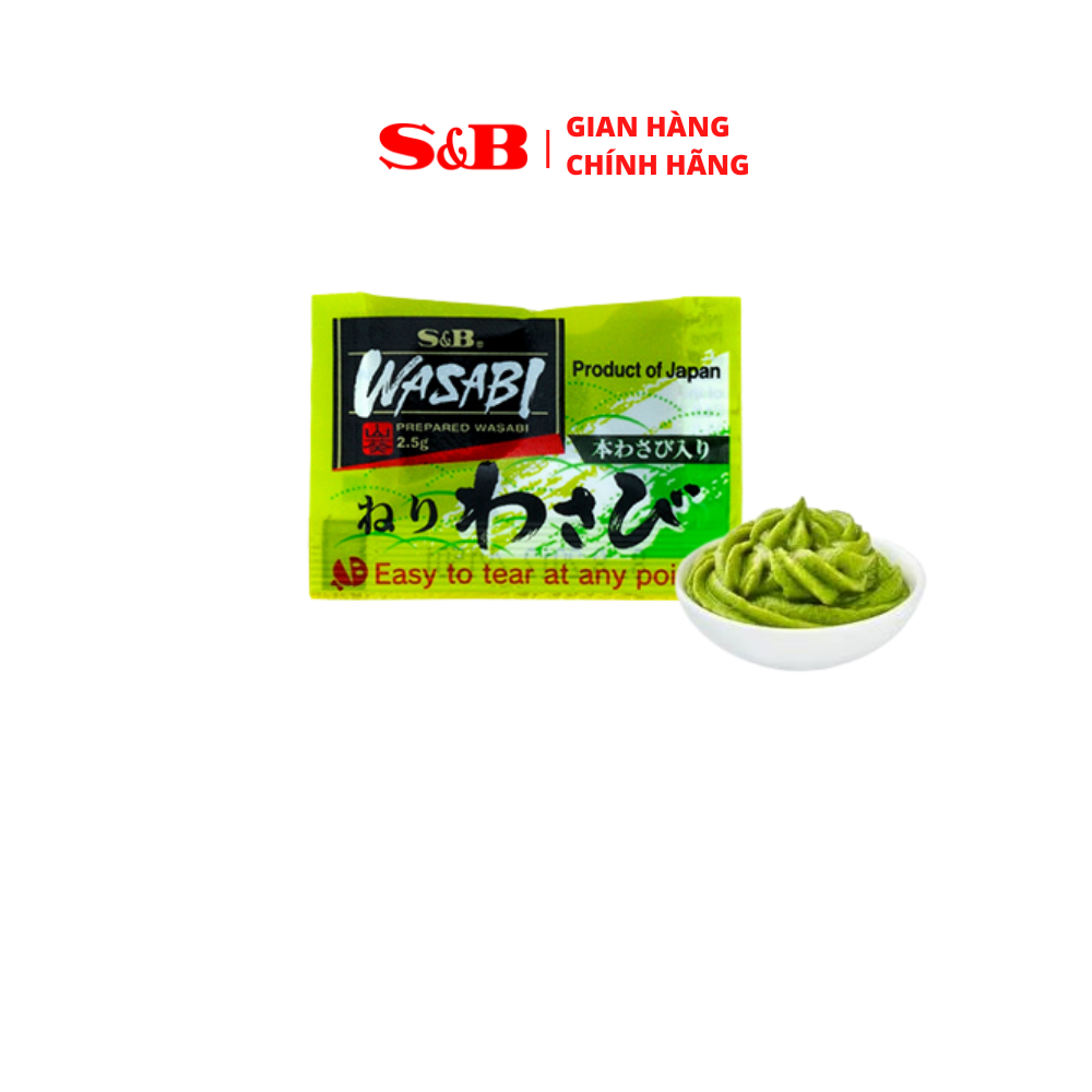 Gia vị Wasabi S&B Premium Wasabi Paste in Tube 2.5g/gói (Lốc 500 gói ...