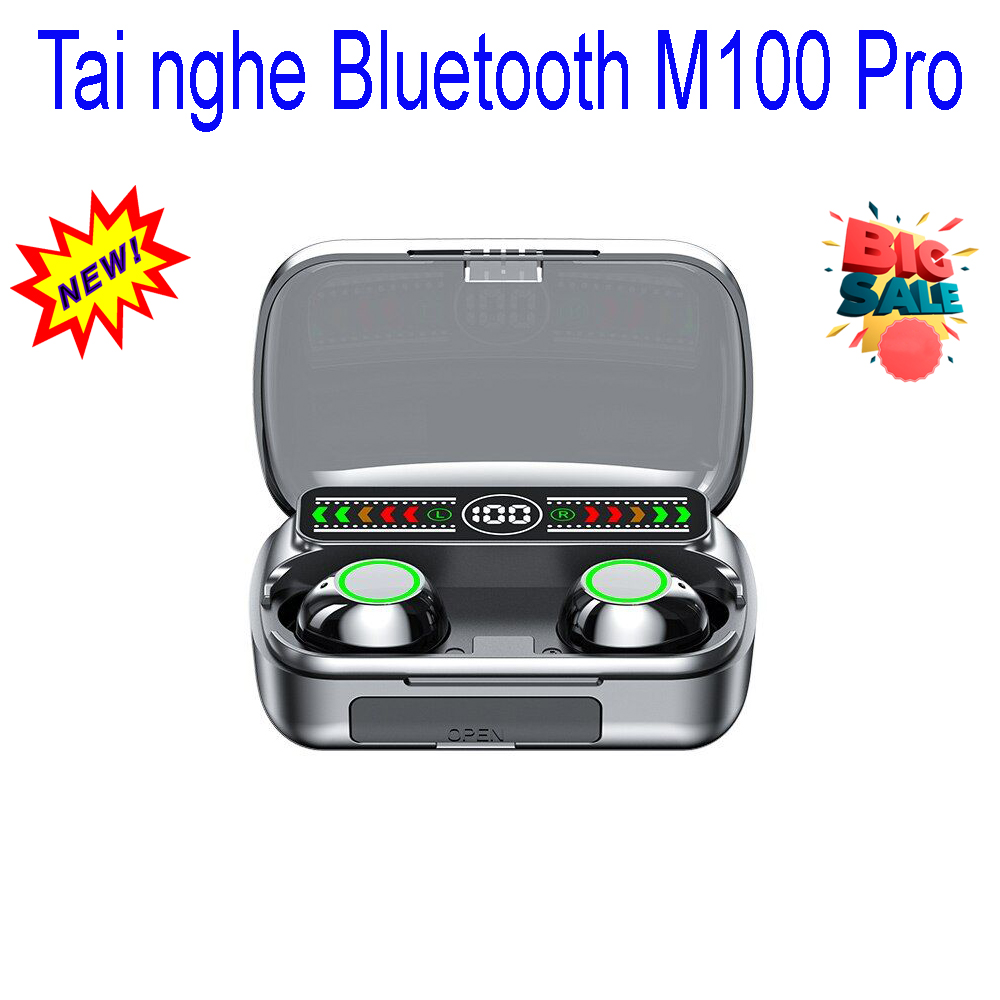 Tai nghe Bluetooth M100 Pro bản Vip V5.3 pin 5h mẫu tai nghe bluetooth gaming có mic không dây ...