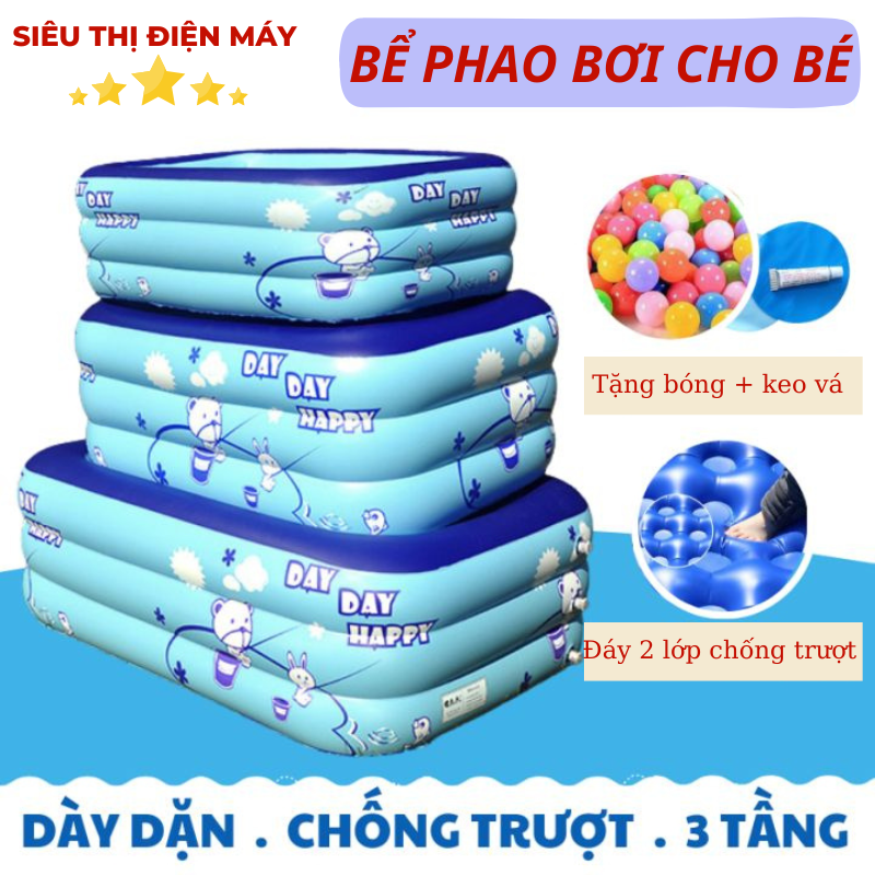 Bể bơi cho bé 3 tầng loại dày nhiều kích thước to khổng lồ Hồ phao tắm ...