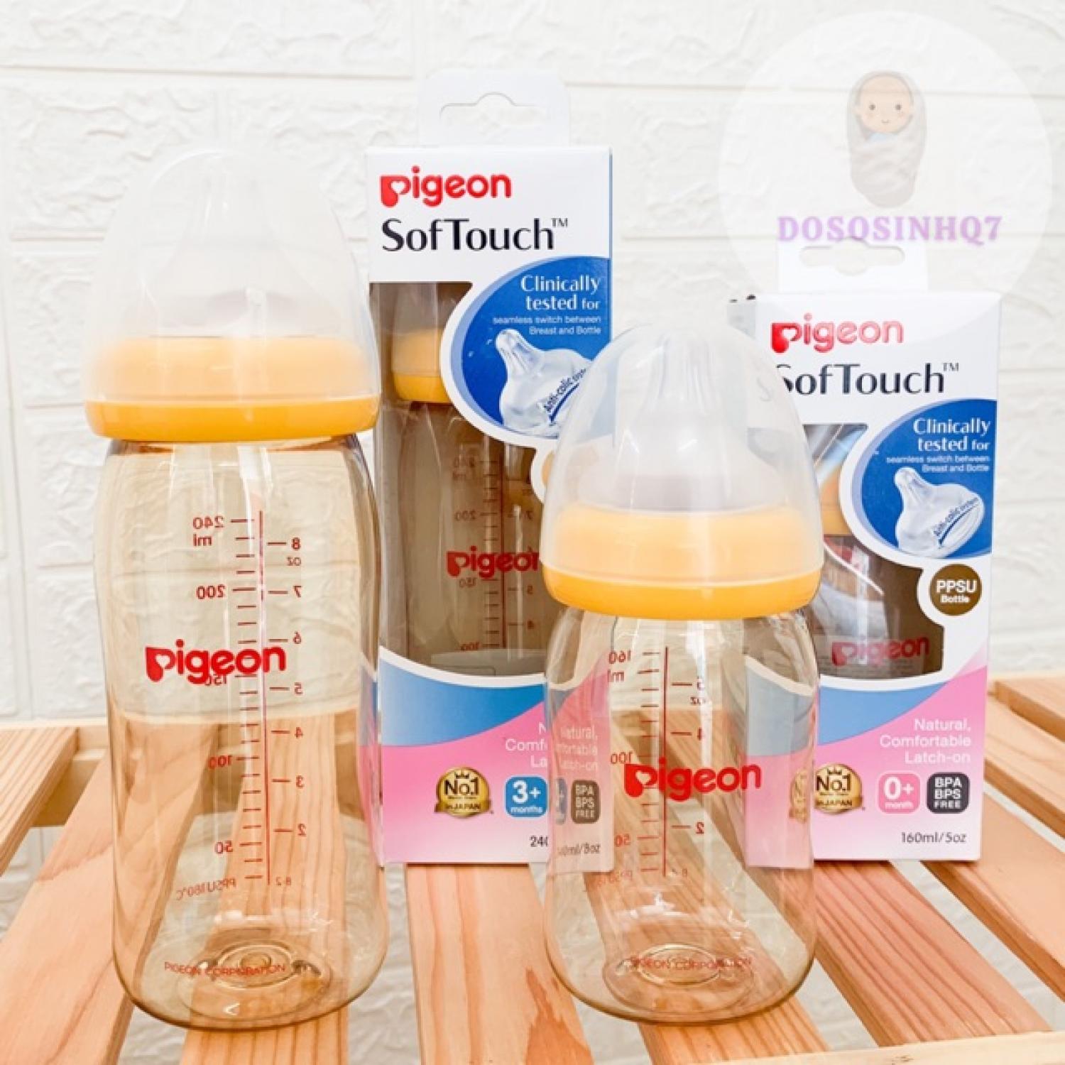 FREESHIP-[phiên bản giới hạn] combo 2 Bình sữa Pigeon 160ml và 240ml cổ rộng nội địa Nhật ppsu ...