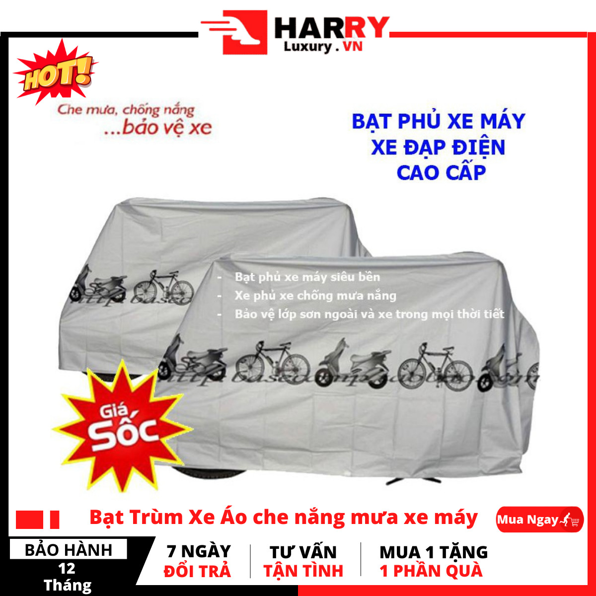 Bạt Trùm Xe Áo Che Nắng Mưa Xe Máy Tấm Phủ Che Nắng Bạt Phủ Xe Máy Đa Năng Siêu Bền Bảo