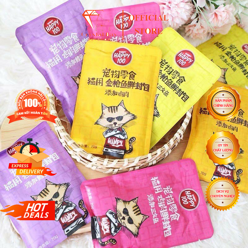 Hộp 12 gói Pate Wanpy Happy 100 Gói 70g Pate cho mèo - MixASale