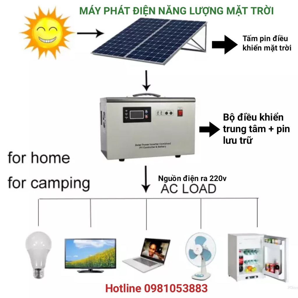 Vận chuyển nhanhMáy phát điện năng lượng mặt trời Bộ lưu trữ điện công suất 1000W (1Kw) Công ...