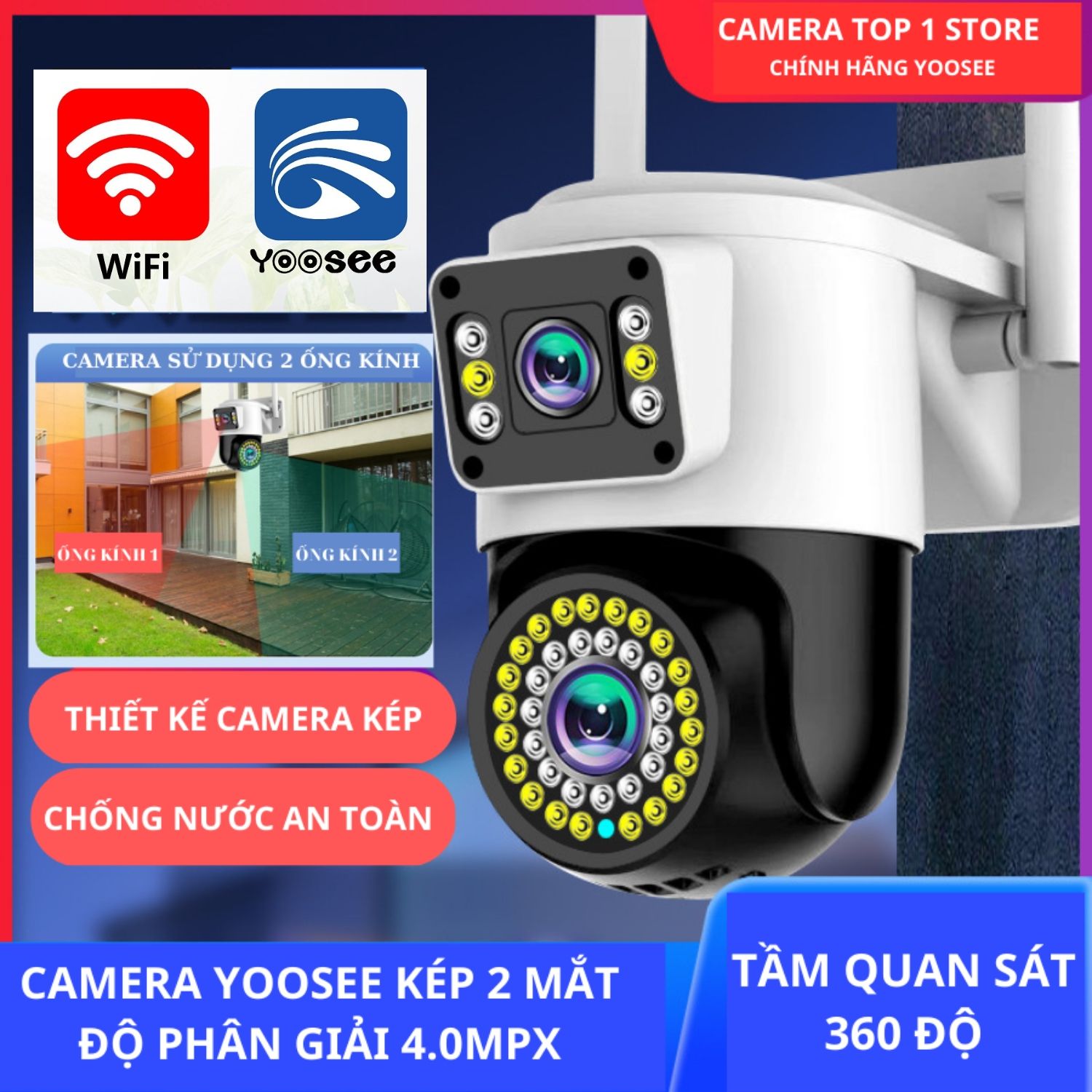 GÓC RỘNG VÀ NÉT Camera Yoosee Ngoài Trời 2 Mắt Chuẩn 4.0mpx Siêu Nét Góc Rộng Tích Hợp 2 Camera ...