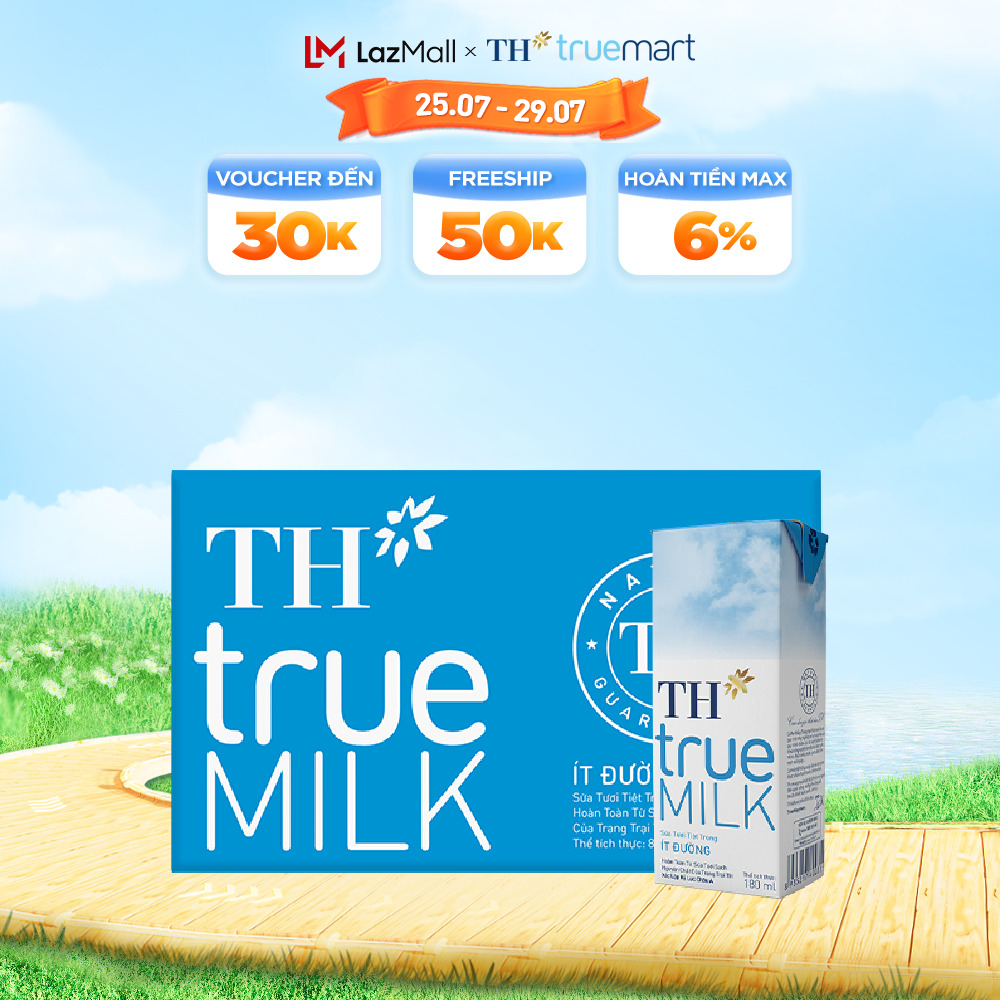 Thùng 48 hộp sữa chua uống tiệt trùng hương dâu tự nhiên TH True Yogurt 180ml (180ml x 48 ...