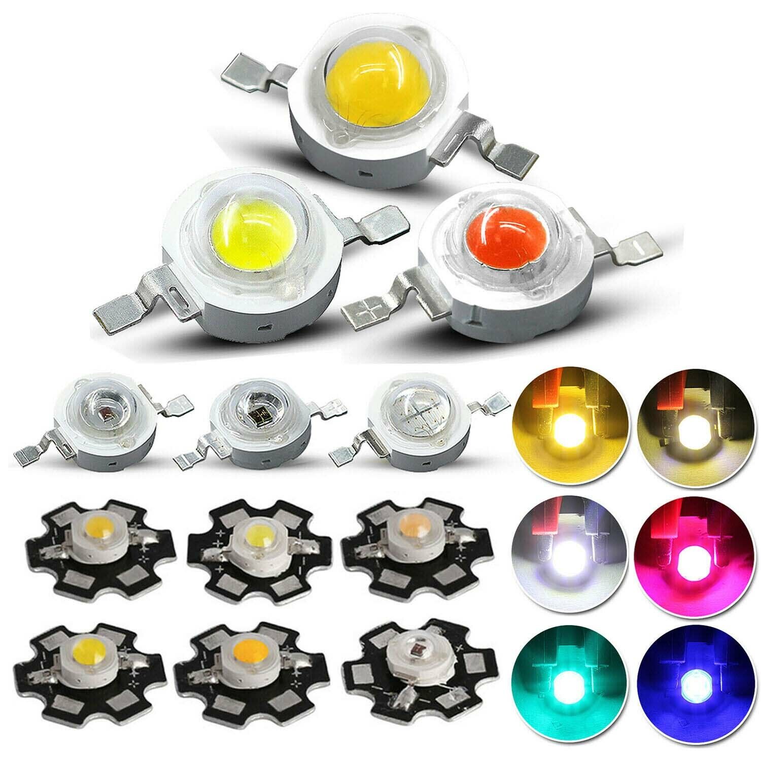 Chip LED Luxeon 1W 3V~4V Trắng / Xanh / Đỏ / Tím / Vàng - Đế nhôm ...