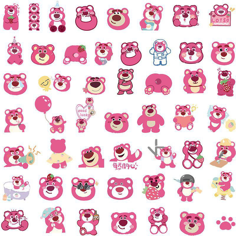 Sticker gấu dâu 30-60 ép lụa hình khác nhau /Ảnh dán Gấu dâu lotso cute ...
