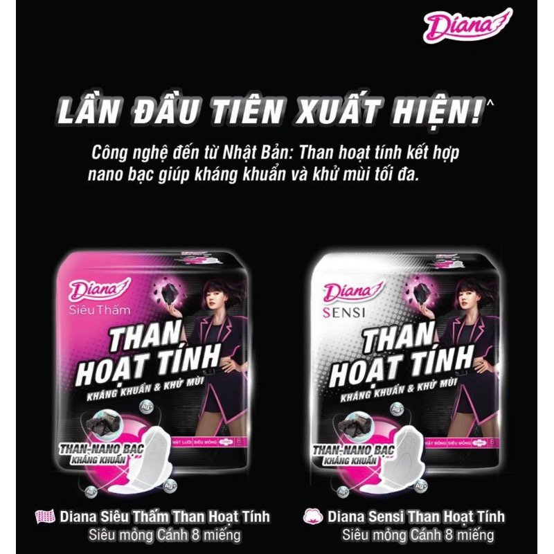 Băng vệ sinh Diana siêu thấm Dày Có Cánh bịch 8 miếng - 23cm viền êm ...