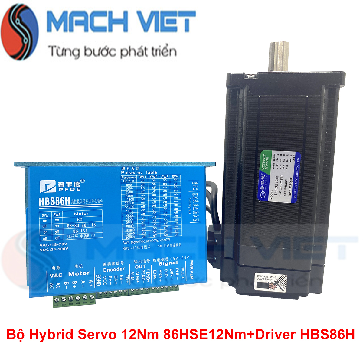 Bộ động cơ Hybrid Servo 86HSE 12Nm và Driver HBS86H hãng PFDE giá rẻ ...