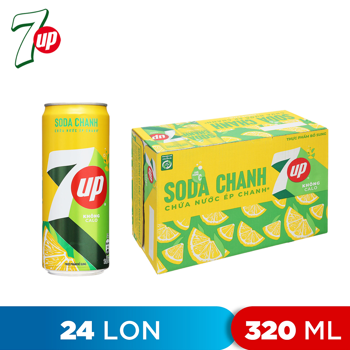 THÙNG 24 LON NƯỚC NGỌT SODA CHANH KHÔNG CALO 7UP 320ML | Lazada.vn
