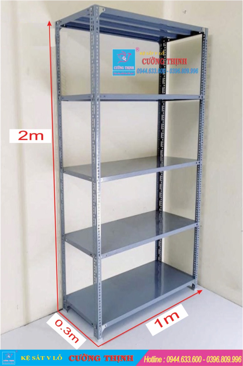 Kệ sắt V lỗ đa năng 5 tầng dài 100cm x rộng 30cmx cao 200cm.Lắp Ghép Đa ...