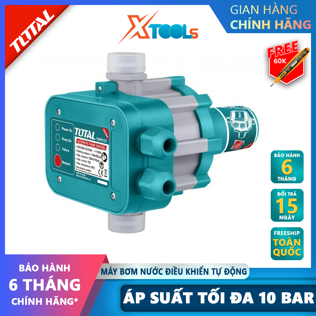Rờ le máy bơm nước TOTAL TWPS101 máy bơm nước bằng áp suất tự động Áp ...