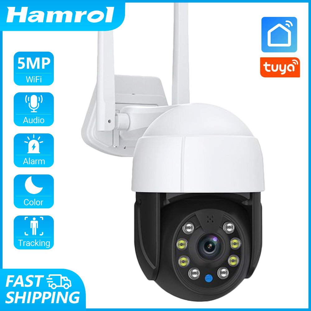 Hamrol Tuya Smart Life 5MP Mini PTZ Wifi IP Camera Outdoor IP Security ...