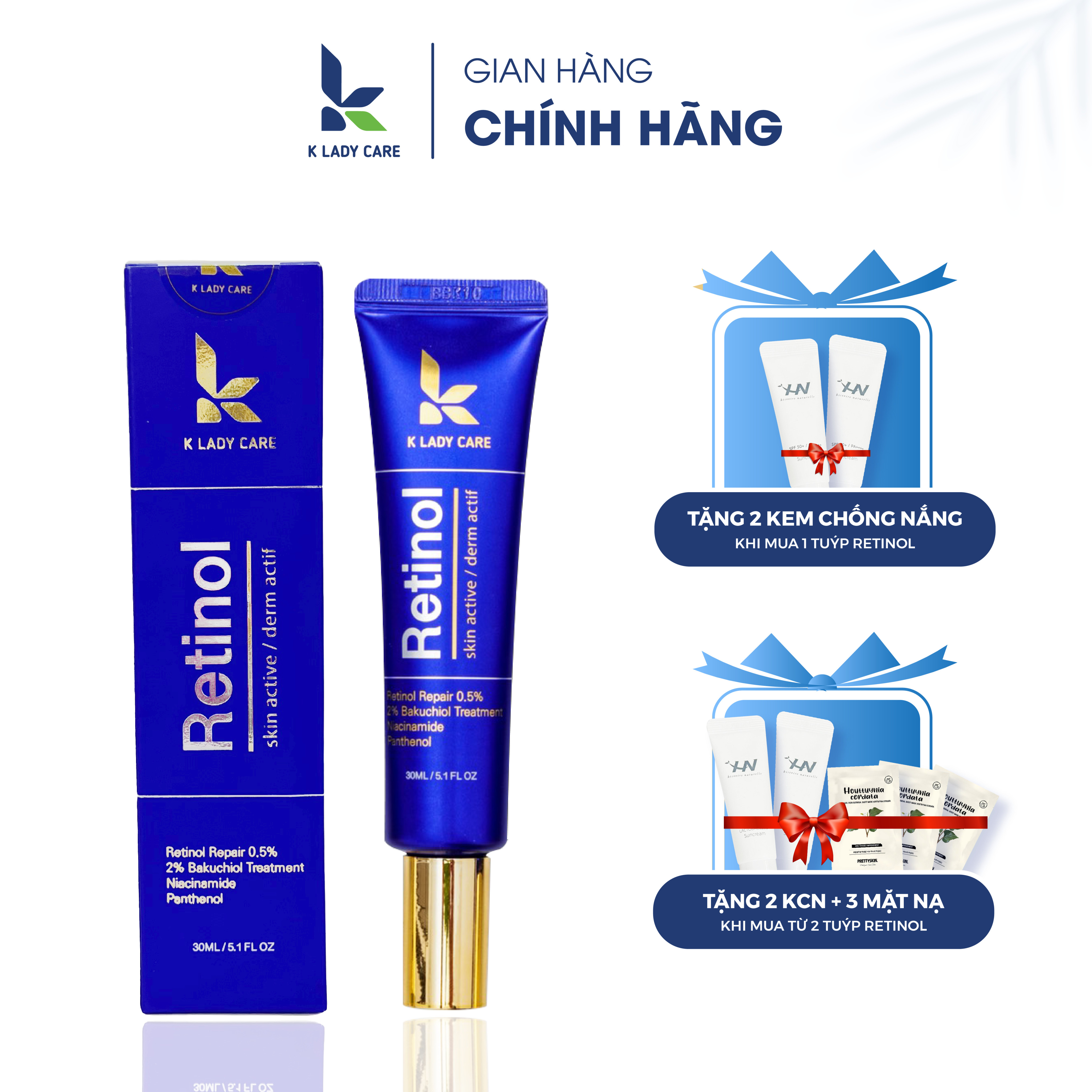 Kem dưỡng K Lady Care Retinol 30ml Hàn Quốc Cấp ẩm trắng sáng da mờ thâm nám ngăn ngừa quá trình ...
