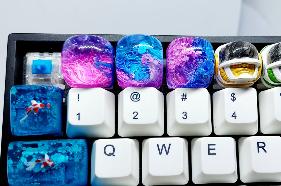 Keycap artisan profile DOM màu dương hồng trang trí bàn phím cơ gaming ...