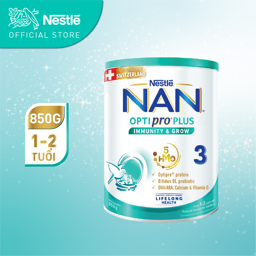 Sản Phẩm Dinh Dưỡng Nestlé NAN OPTIPRO PLUS 3 850glon với 5HMO - MixASale
