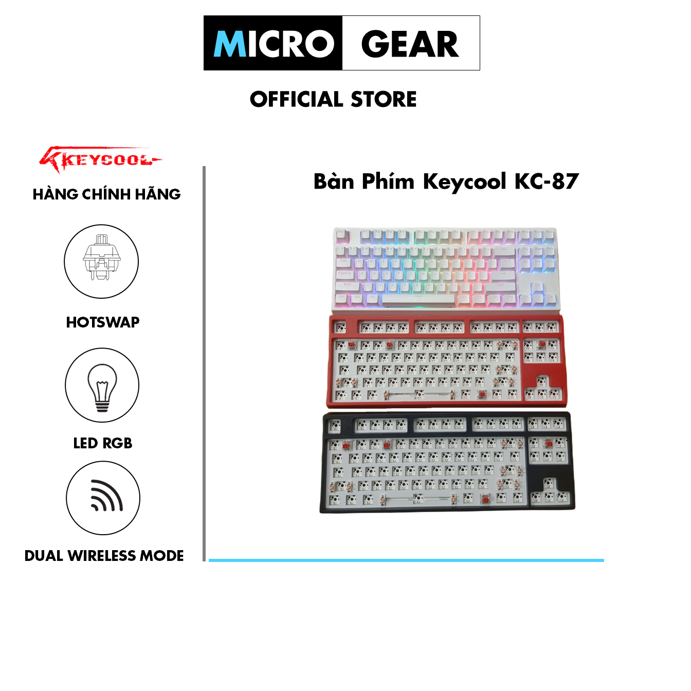 Kit Phím Cơ 🎮FREESHIP🎮 Keycool KC-87 (Hotswap Xuôi / 3 Mode kết nối ...