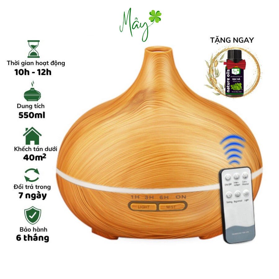 Máy xông tinh dầu phòng ngủ Cổ Cao 550ml Aroma có đèn led 7 màu - Mây ...