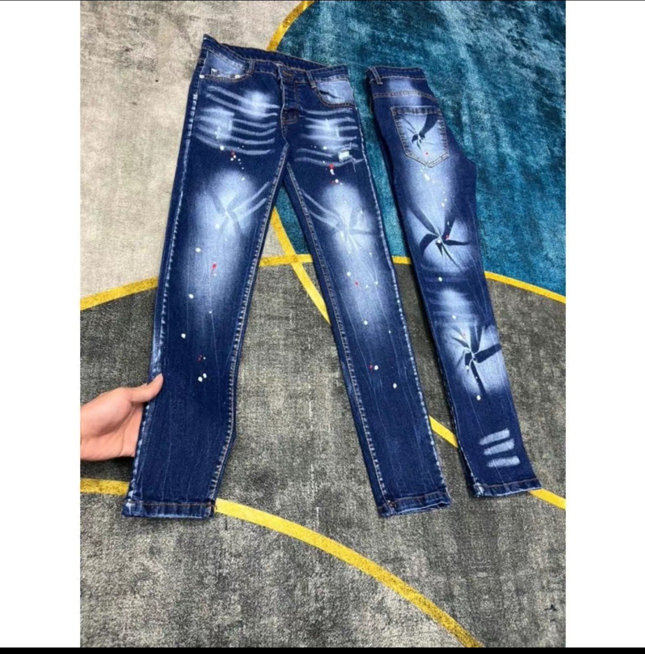 Quần jean nam loang màu cao cấp chất liẹu DENIM dày co dãn thiết kế trẻ ...