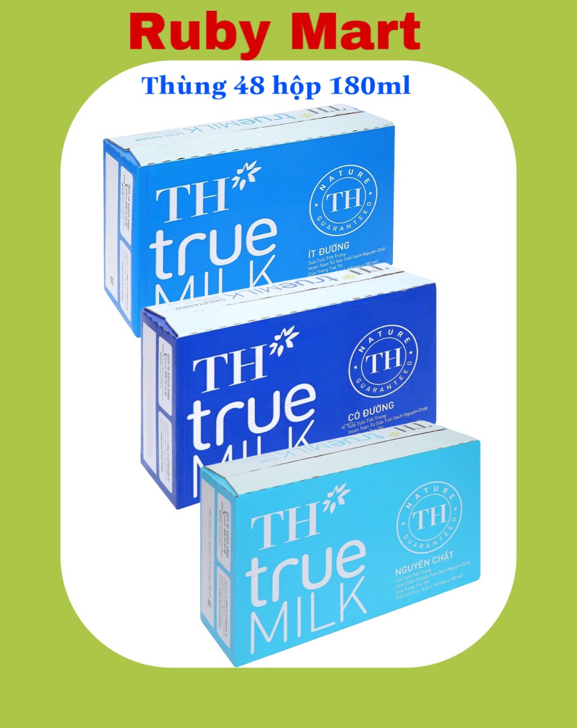 Thùng 48 hộp sữa tươi tiệt trùng ít đường TH True Milk 180ml (180ml x 48) - MixASale